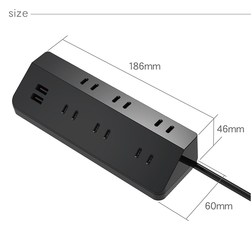 China New Design Japanese Power Strip Tap with 6 AC Outlets and 2 USB ...